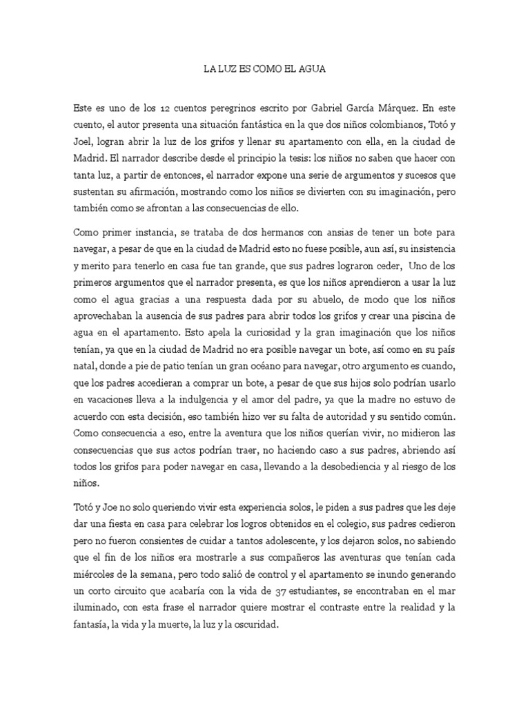 La Luz Es Como El Agua | PDF