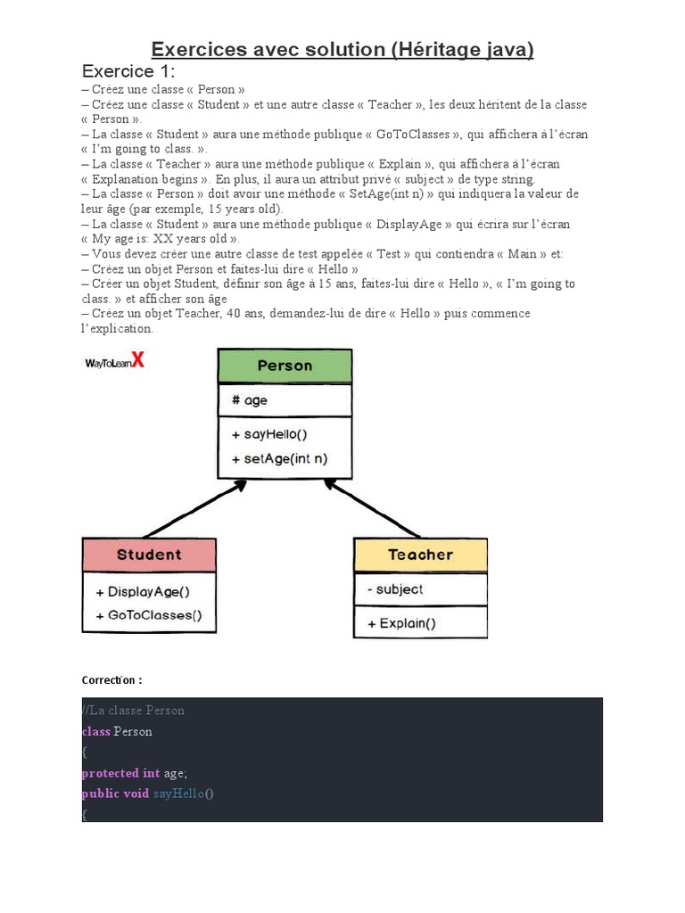 Exercices Java sur l'Héritage et les Classes | PDF | Informatique | Gestion informatique