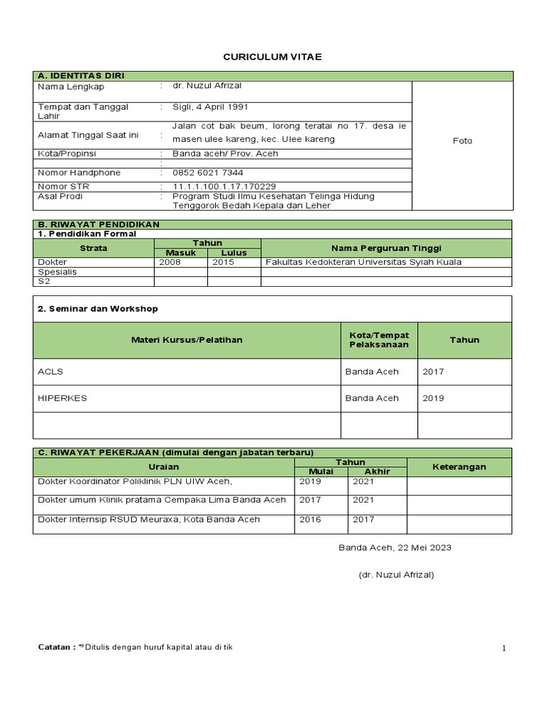 CV Rekredensial PPDS Nuzul | PDF