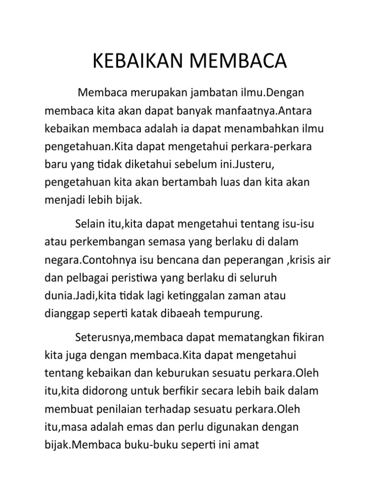 Karangan Kebaikan Membaca | PDF