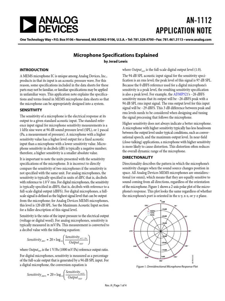Microphone Specifications Explained | PDF | Signal To Noise Ratio | Microphone