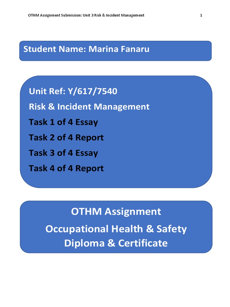 Unit 3 Assignment Template Pdf Risk Occupational Safety And Health