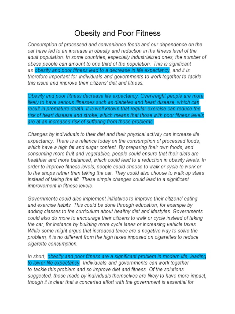 Obesity and Poor Fitness_probelm solving text | PDF | Obesity ...