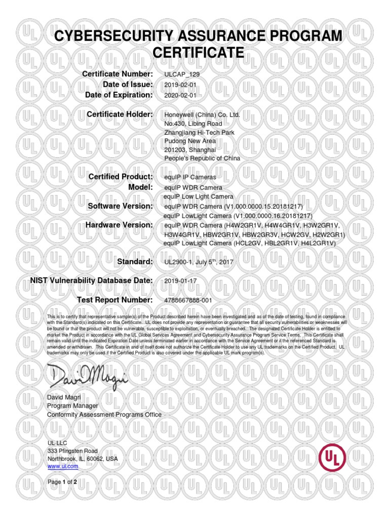 Cybersecurity Certificate for Cameras | PDF | Computer Security | Security
