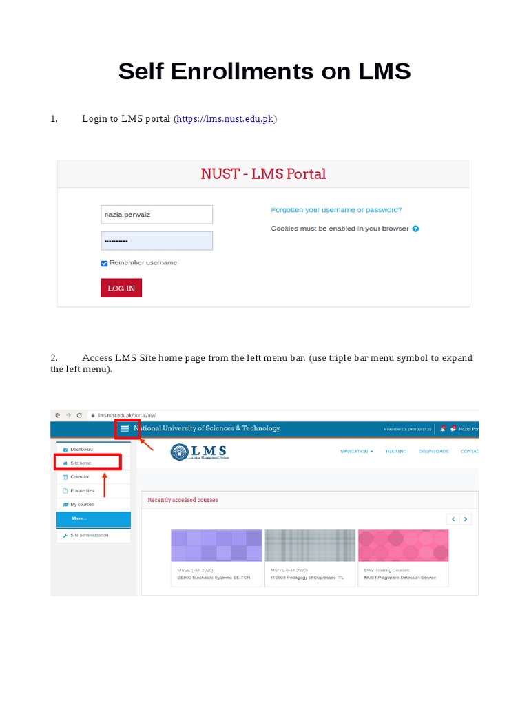 Self Enrollment On LMS Student | PDF