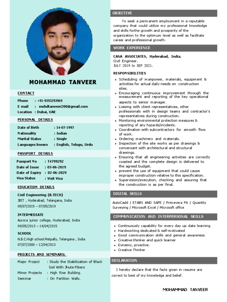 Mohammad Tanveer: Objective | PDF