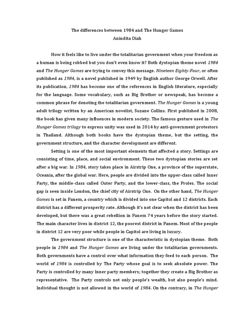 Hunger Games Vs 1984 | PDF | The Hunger Games