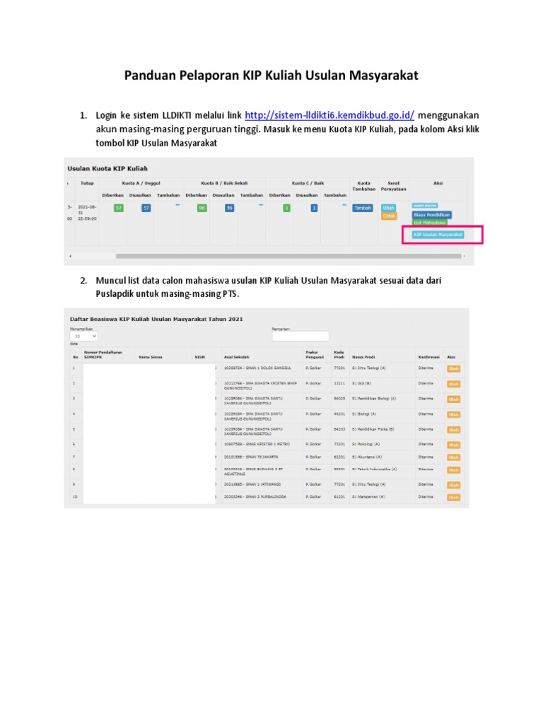 PANDUAN Usul KIP Kuliah Usulan Masyarakat | PDF | Karier & Perkembangan | Pengelolaan Keuangan ...