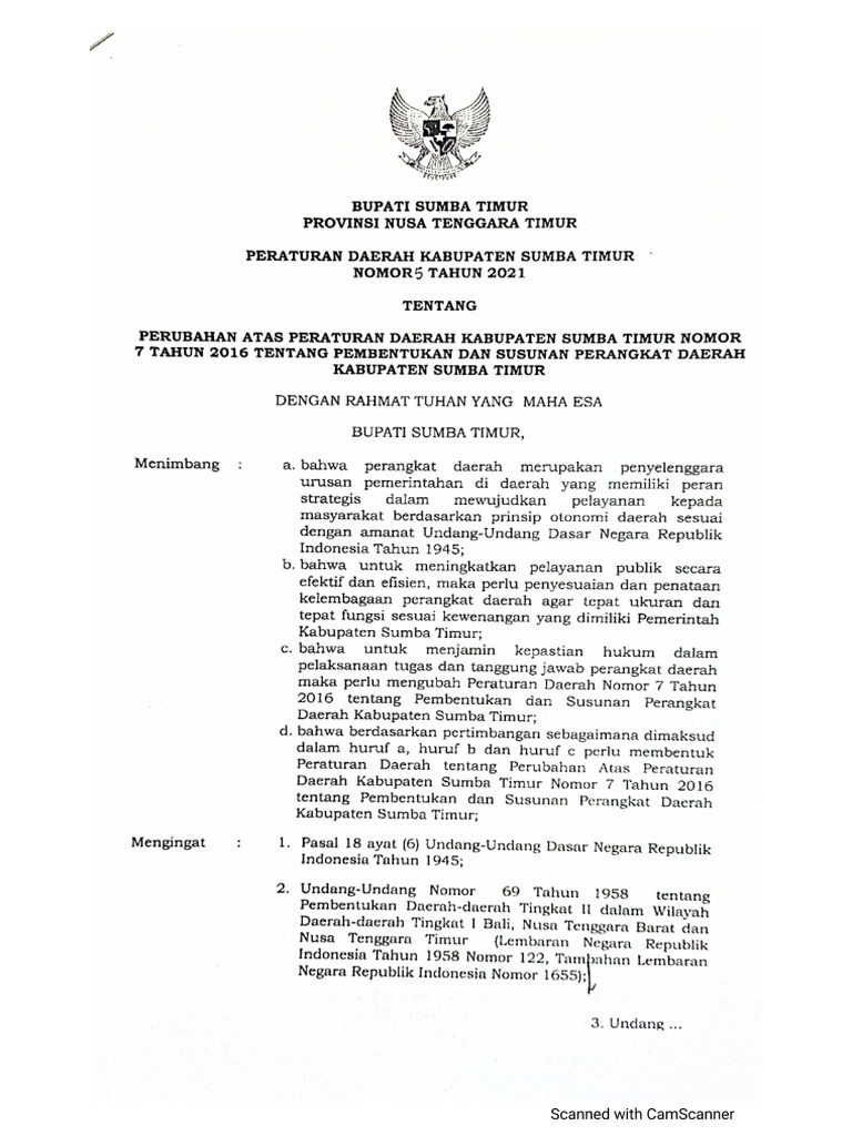 Perda No. 5 Tahun 2021 Tentang Perubahan Atas Perda No. 7 Tahun 2016 Tentang Pembentukan Dan ...