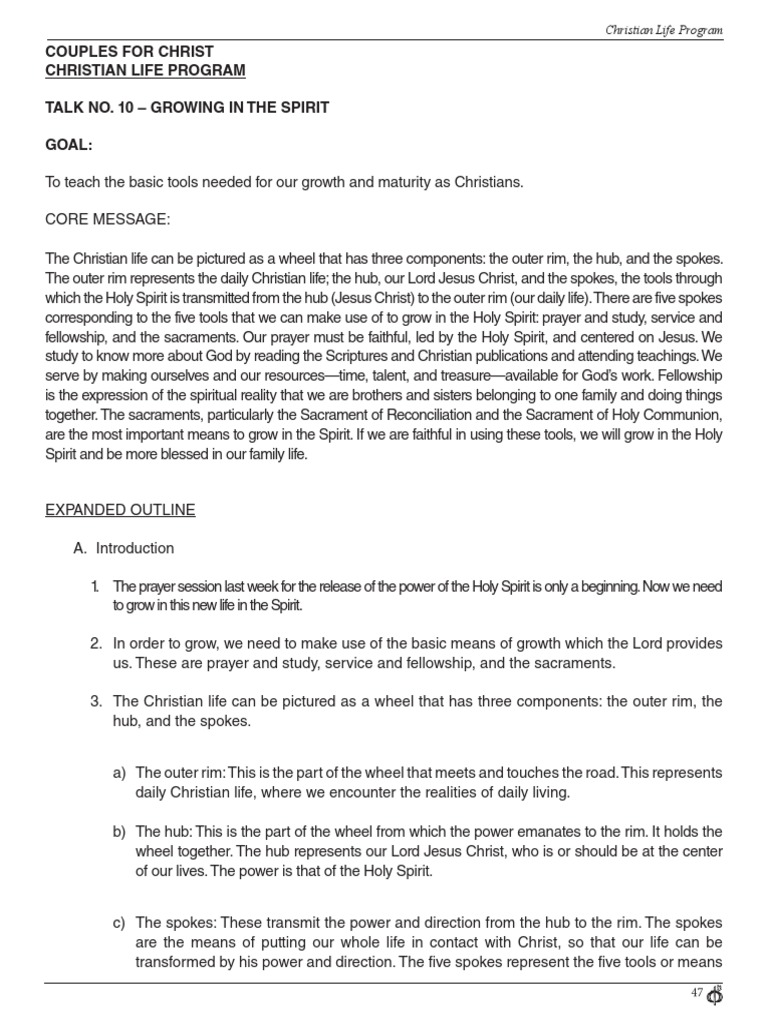 CLP Talk 10 - Growing in The Spirit | PDF | Sacraments | Eucharist