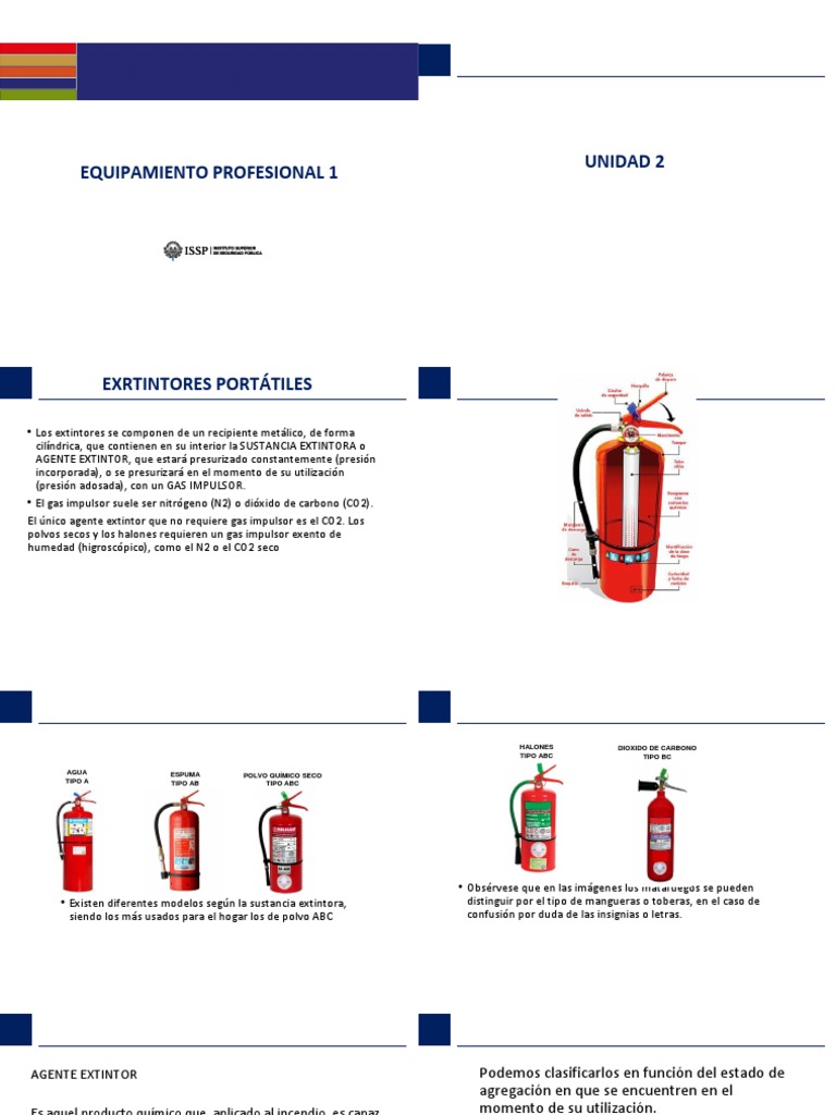 Equipamiento Prof 1 Unidad 3 Elementos de Extincion Extintores - 1 | PDF | Materiales | Ciencias ...
