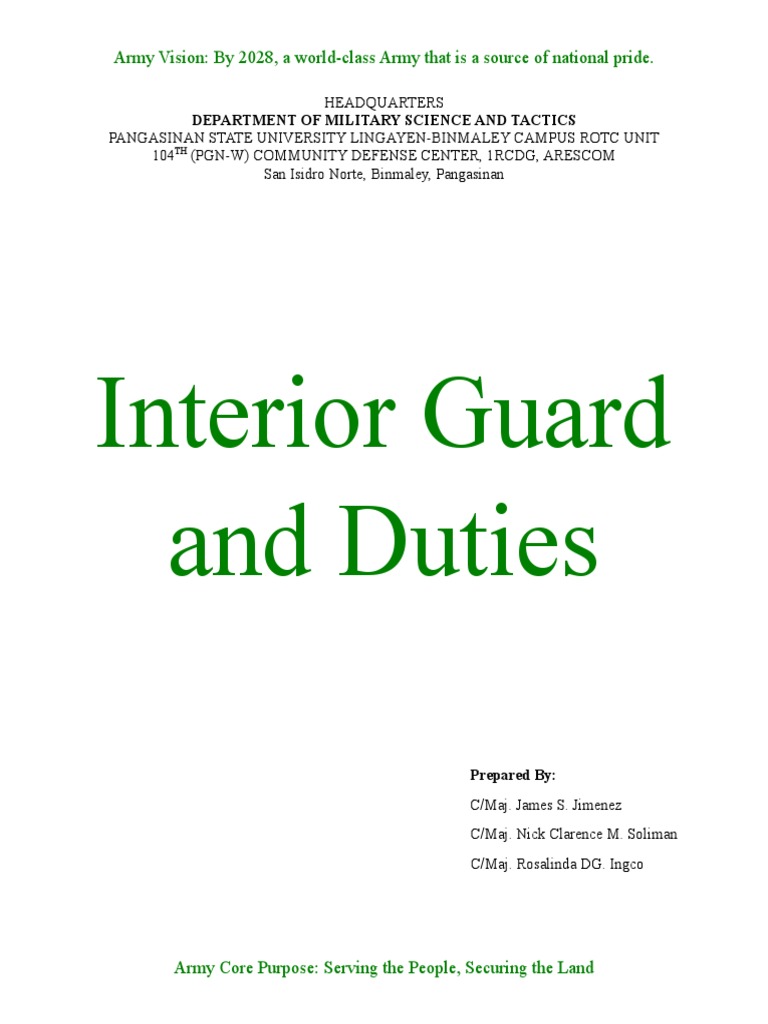 Ip Duties and Interior Guard | PDF | Sergeant | Non Commissioned Officer