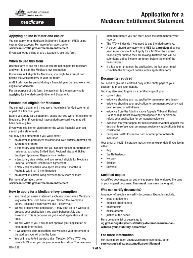Application For A Medicare Entitlement Statement: Applying Online Is ...