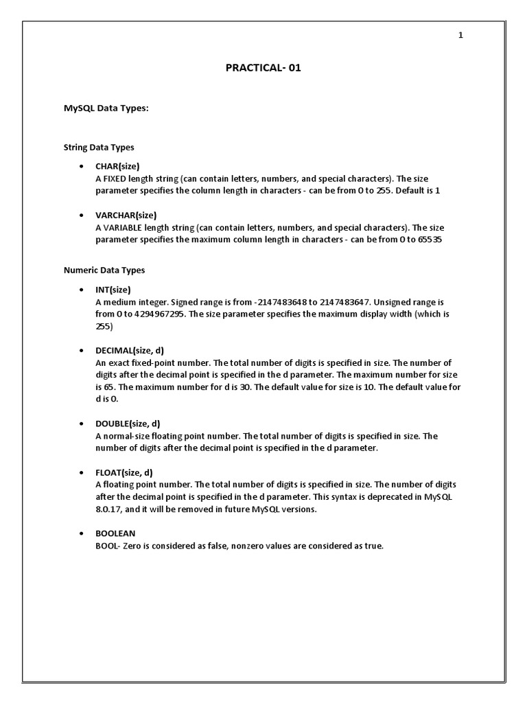 DBMS Lab File | PDF | Boolean Data Type | Parameter (Computer Programming)