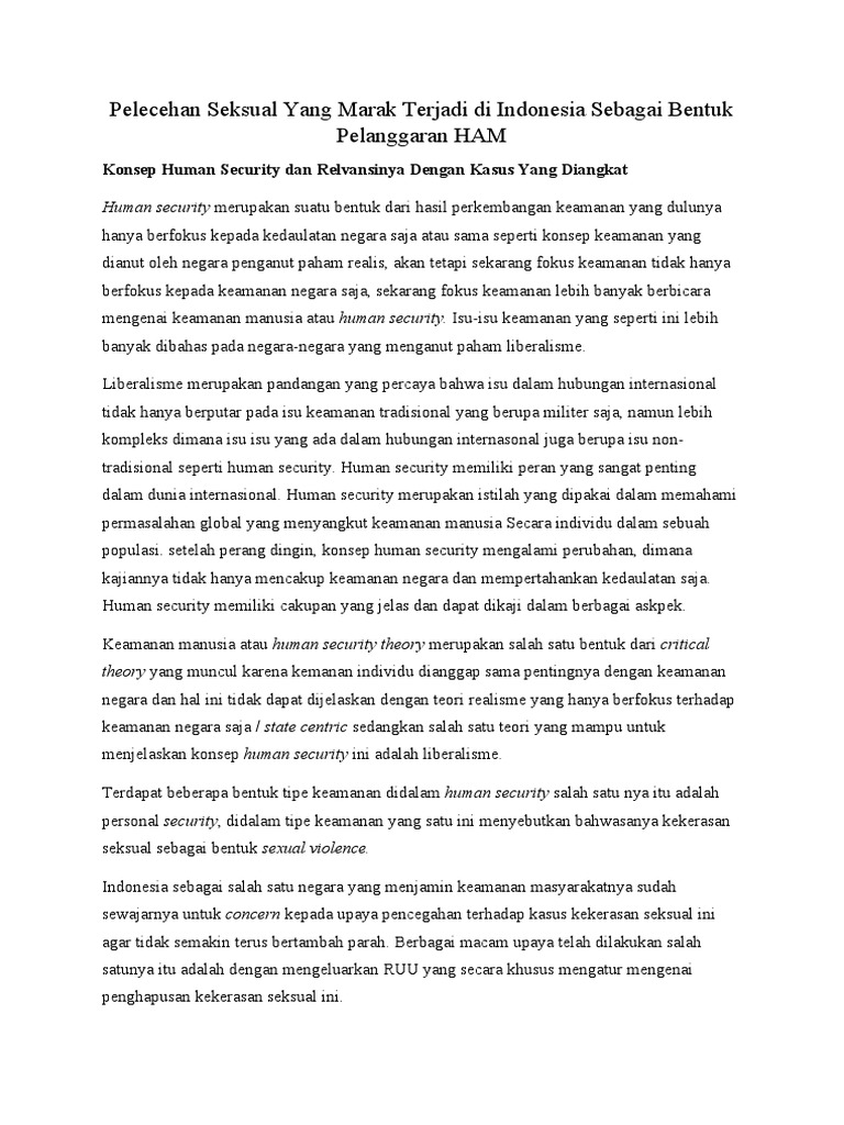 Pelecehan Seksual Yang Marak Terjadi Di Indonesia Sebagai Bentuk Pelanggaran HAM | PDF