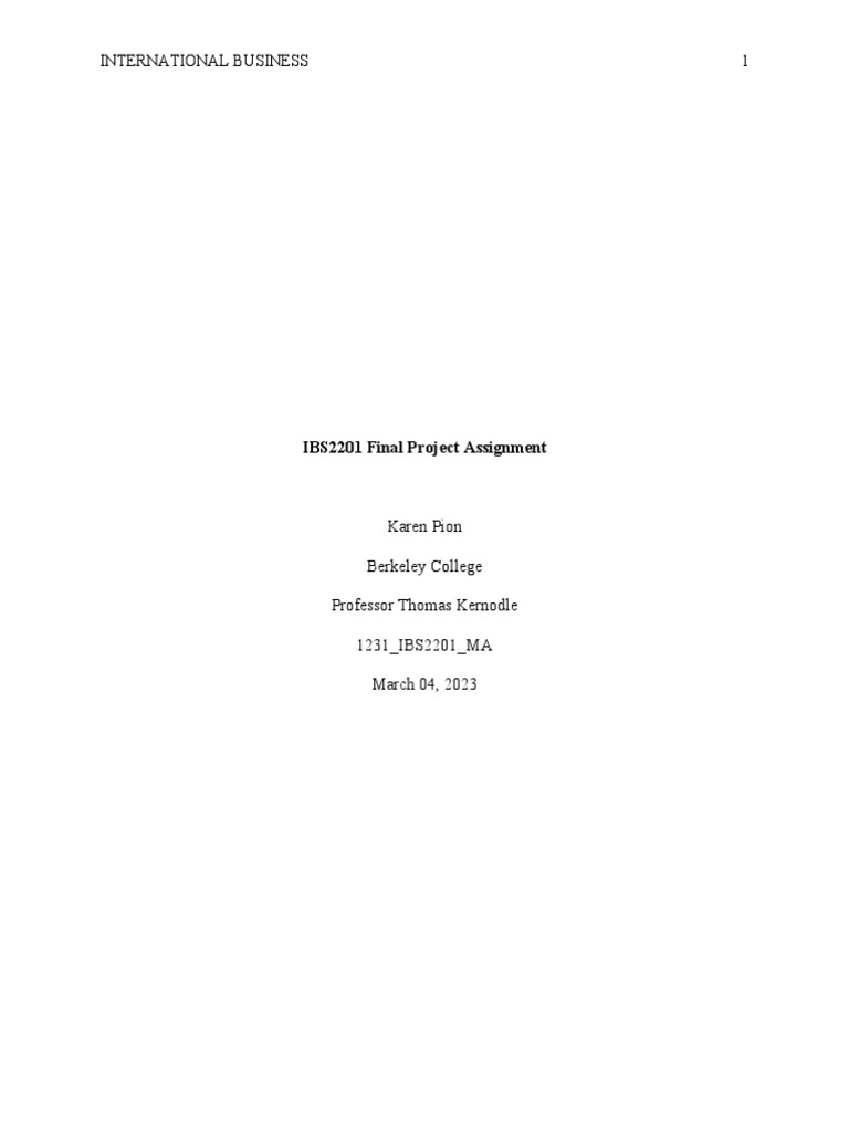 Ibs2201 Final Project Assignment Pdf Brazil Market Economics 