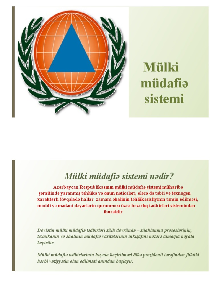 Dərs 1 Mülki Müdafiə Sistemi Nədir | PDF