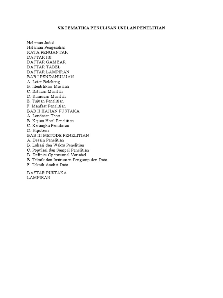 Sistematika Penulisan Usulan Penelitian | PDF