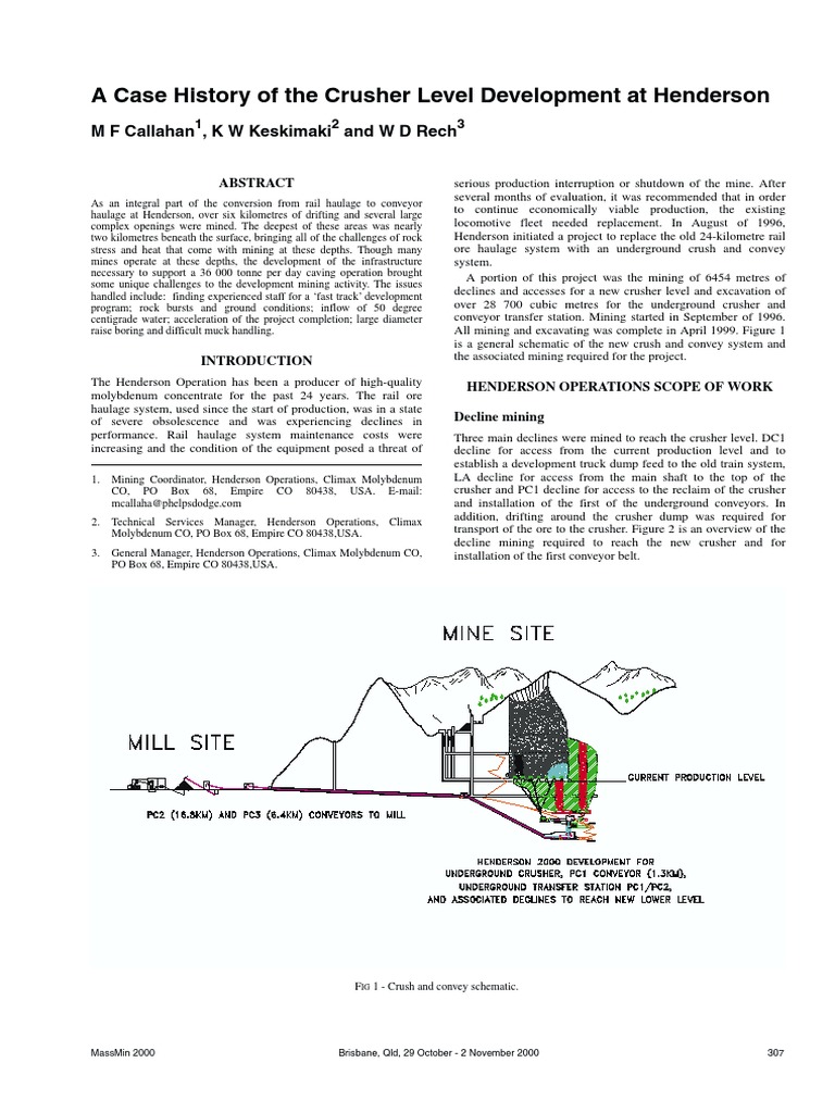 A Case History of The Crusher Level Development at Henderson | PDF ...