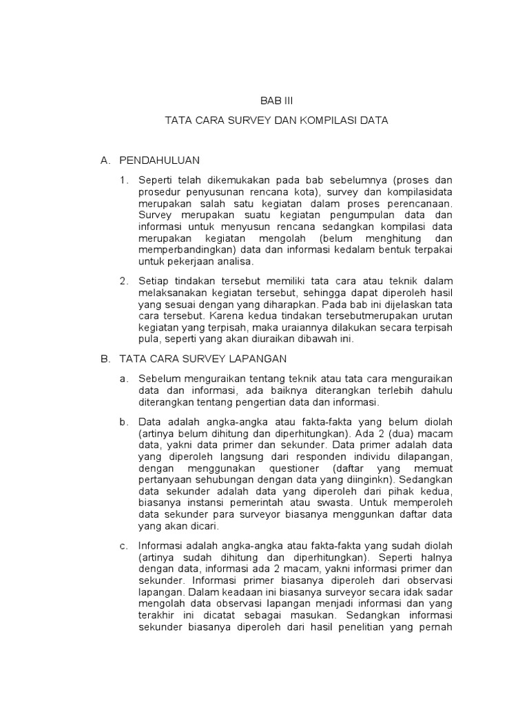 Tata Cara Survey dan Kompilasi Data | PDF