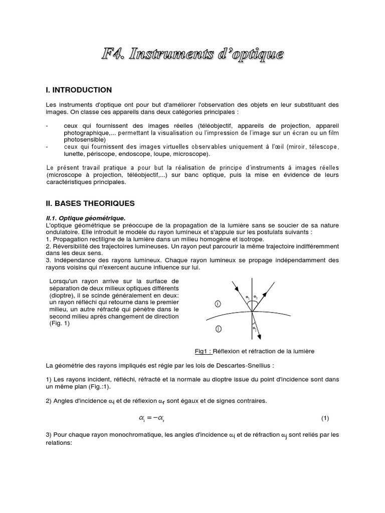 Instruments d'optique et leurs principes | PDF | Réfraction | Optique