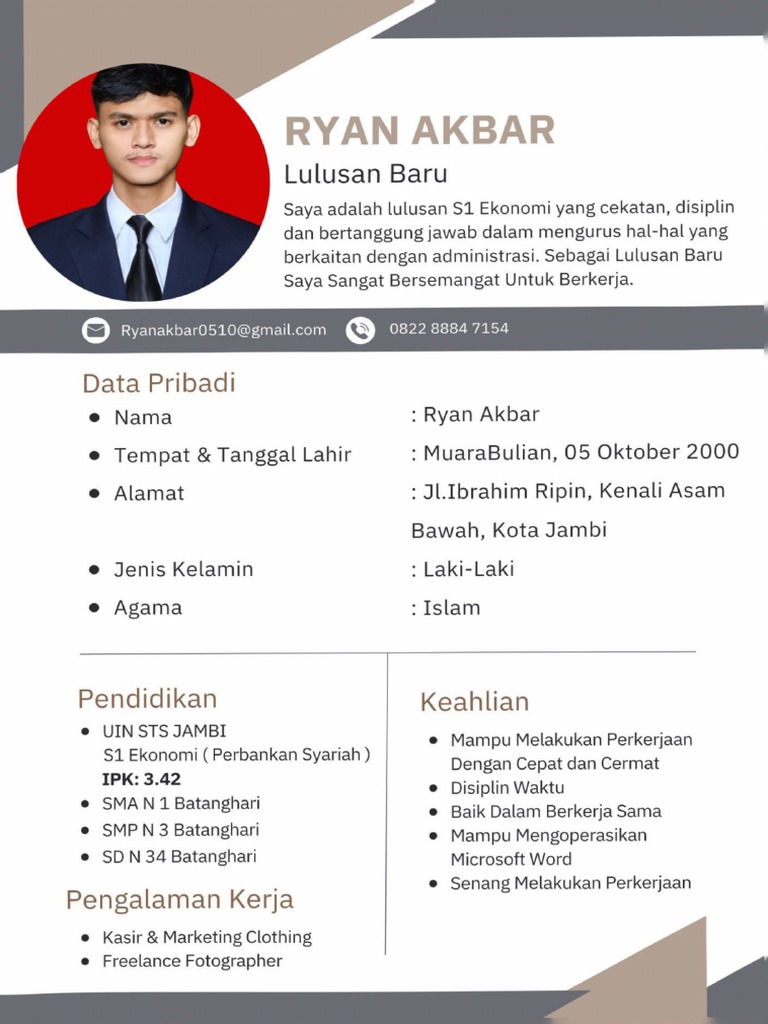Berkas Lamaran Kerja Ryan Akbar | PDF