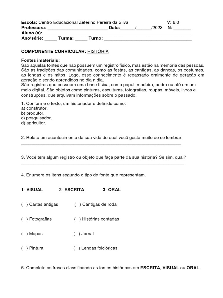 Prova De Historia 2 Bimestre 2023 Xx Pdf