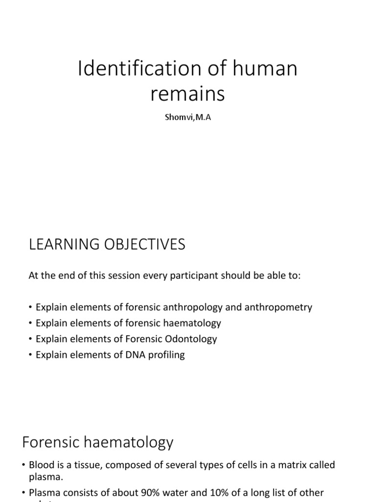 Forensic Identification of Human Remains | PDF | Fingerprint