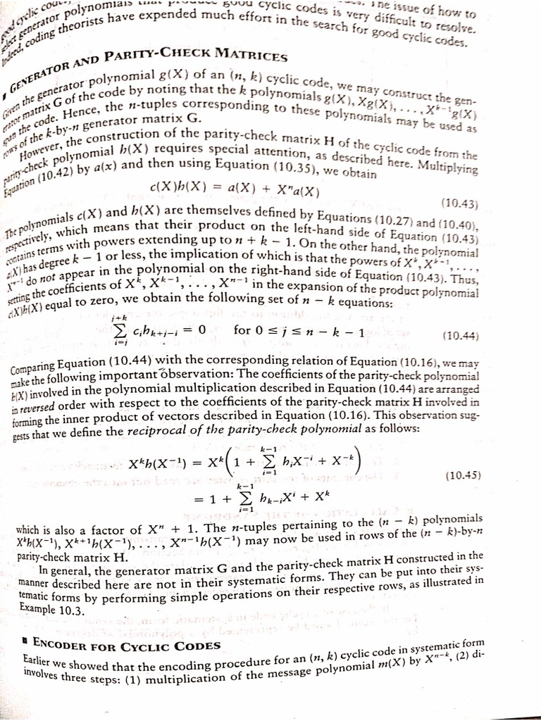 Encoder Cyclic Codes-Symon Hyakins | PDF