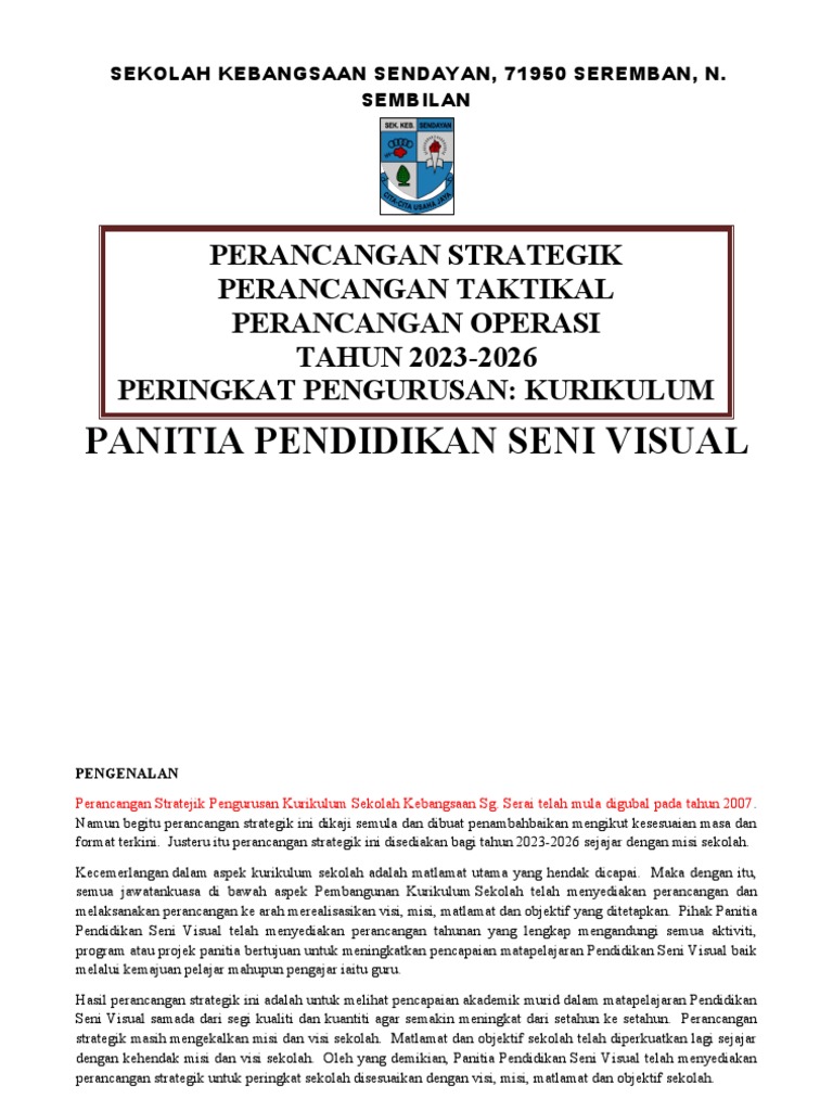 Panitia Pendidikan Seni Visual | PDF | Karier & Perkembangan