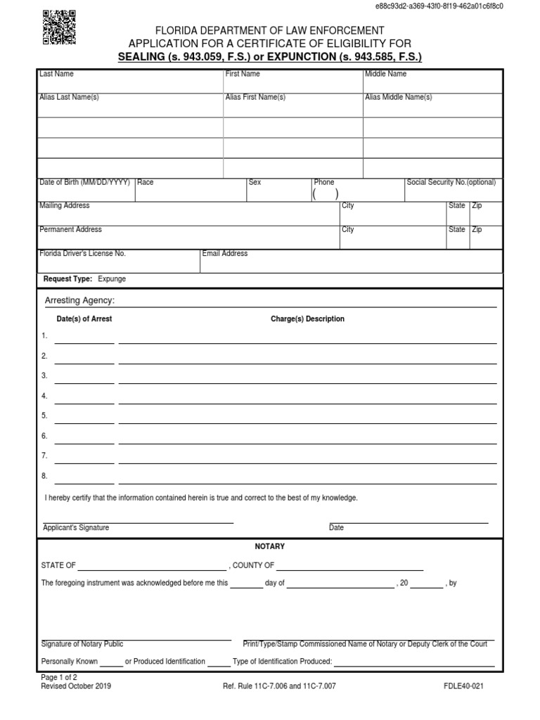 Florida Expunction Eligibility Application | PDF | Criminal Law ...