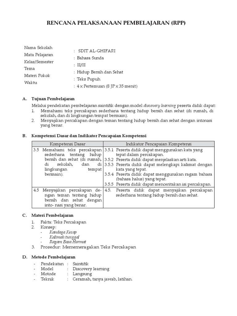 RPP Sunda Kls 2 SMTR 2 | PDF