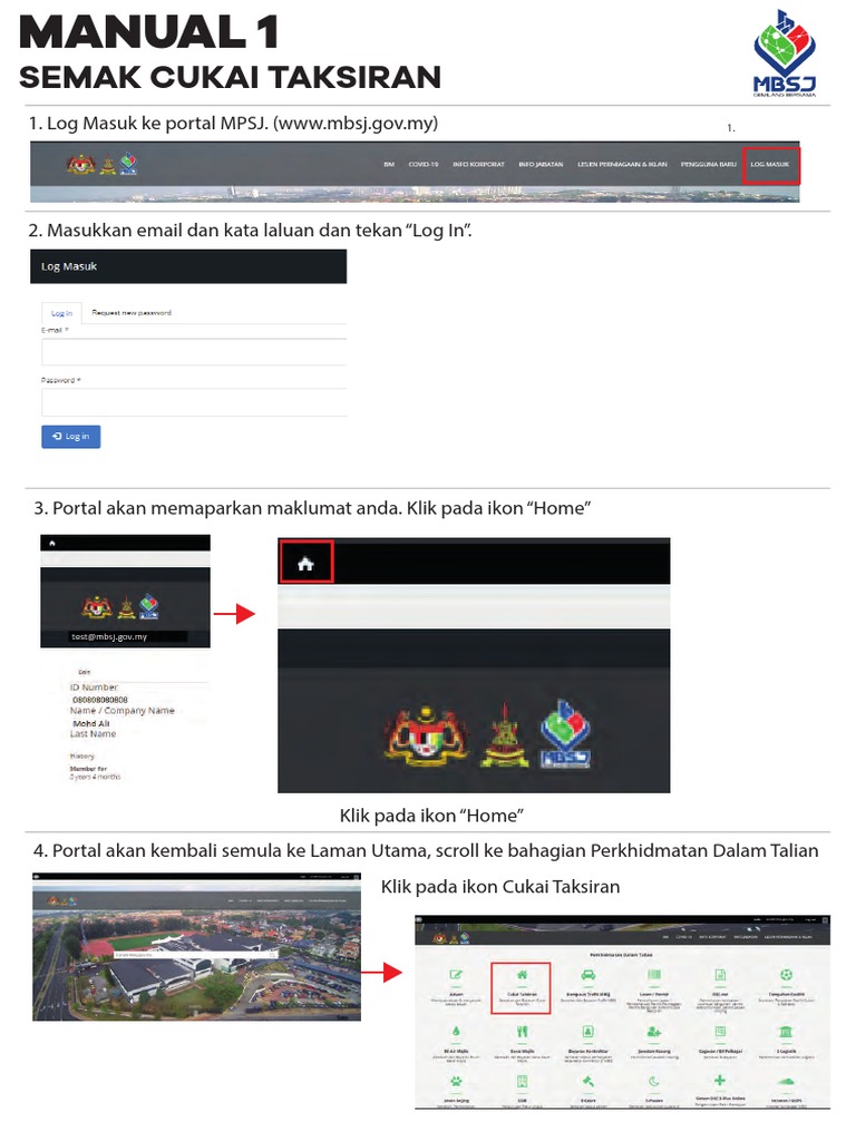Manual Portal MBSJ - Semak Cukai Taksiran (Ezymbsj) | PDF