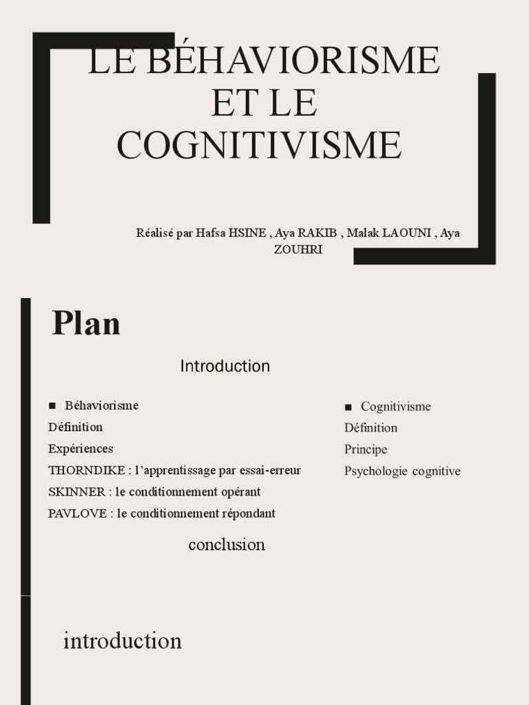 Béhaviorisme Et Cognitivisme Hafsa Aya Malak Aya (Enregistrement Automatique) | PDF ...