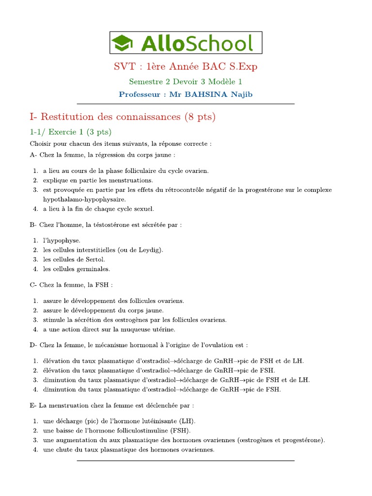 SVT 1bac EDHUSKVYH | PDF