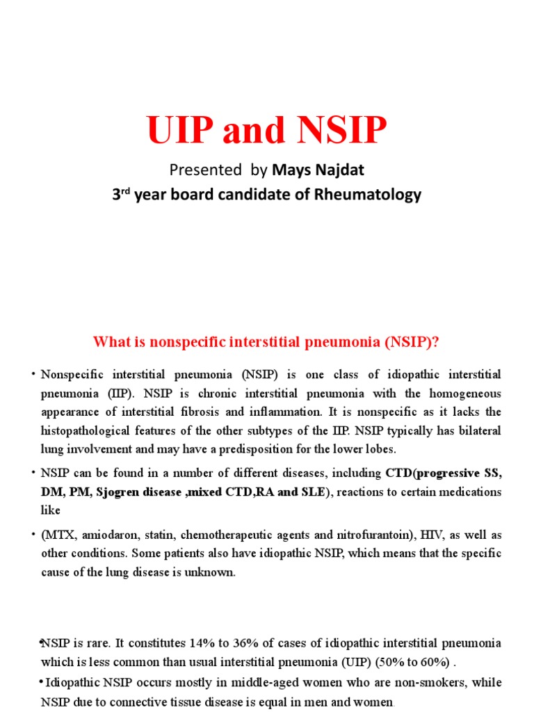 Uip and Nsip | PDF | Pneumonia | Medical Specialties