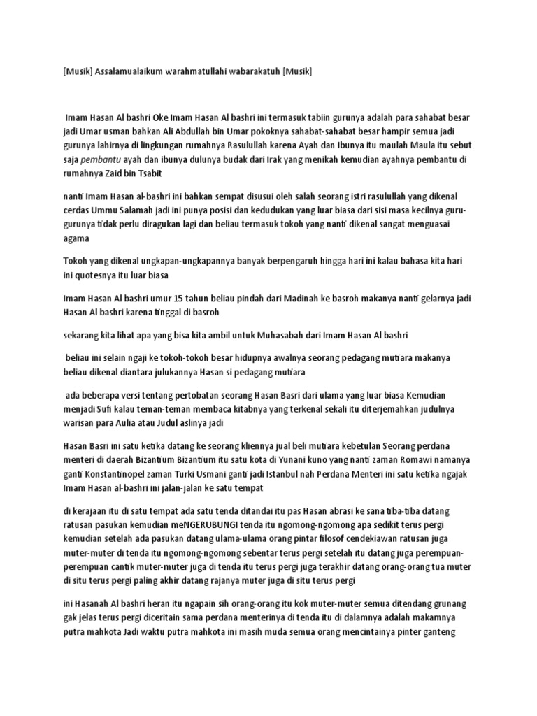 Biografi Imam Hasan Al-Bashri | PDF