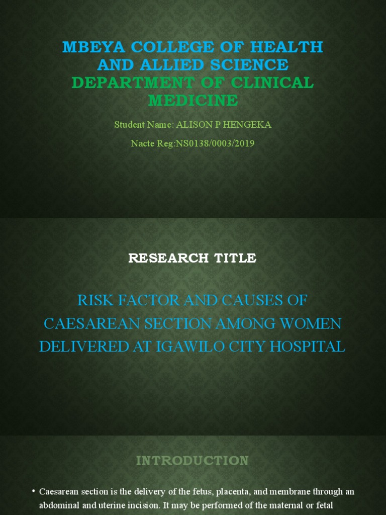 Alison P He Ngeka Presentations | PDF | Childbirth | Caesarean Section