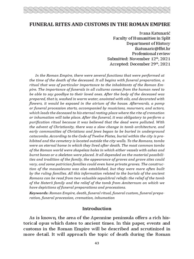 Funeral Rites and Customs in The Roman Empire | PDF | Funeral | Burial