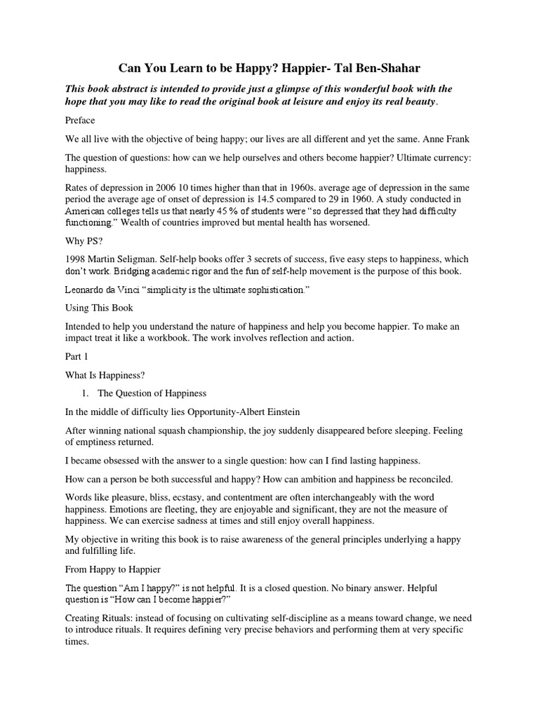 Happier Tal Ben Shahar | PDF | Happiness | Goal