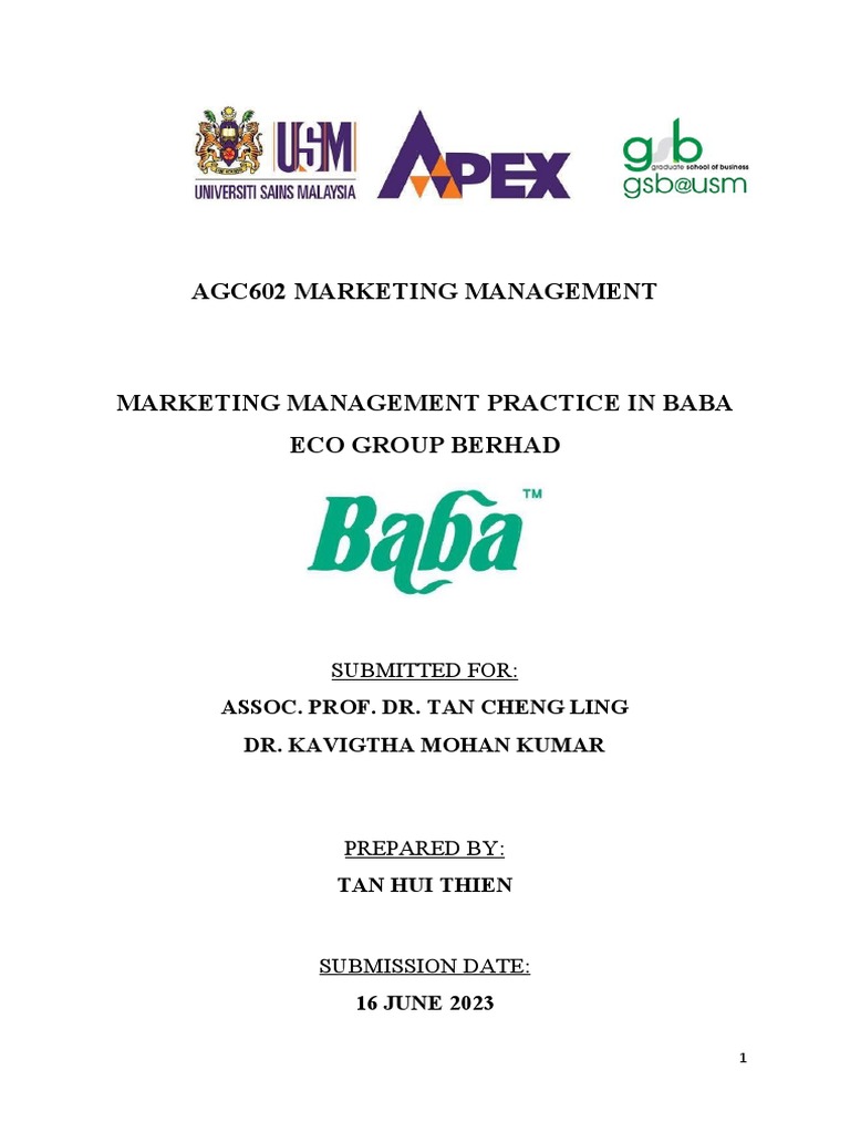 Marketing Management in Baba Eco Group | PDF | Pricing | Marketing