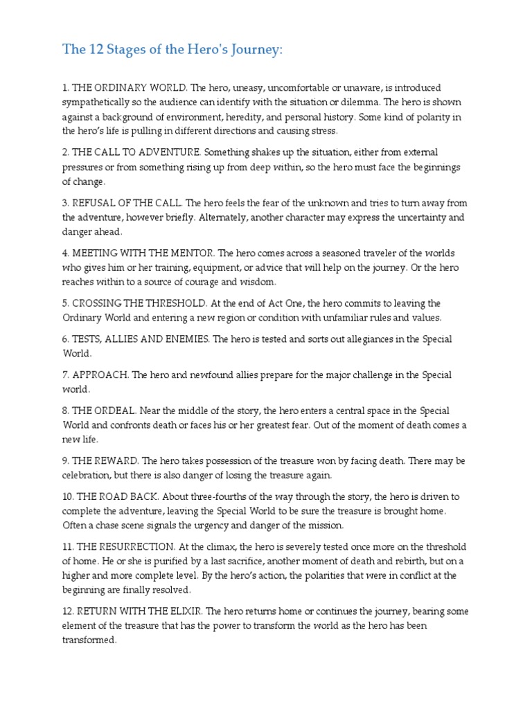 Understanding the Hero's Journey Stages | PDF