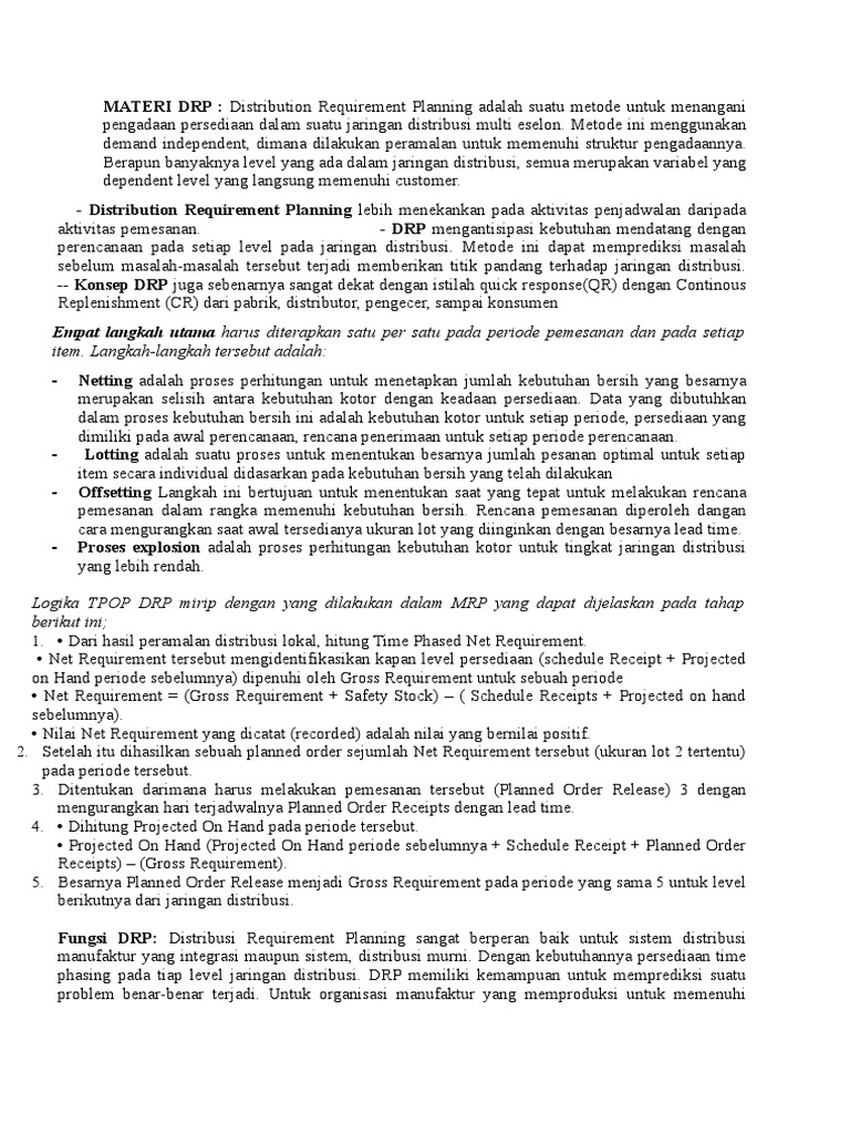 Materi DRP - VRP - Biaya | PDF