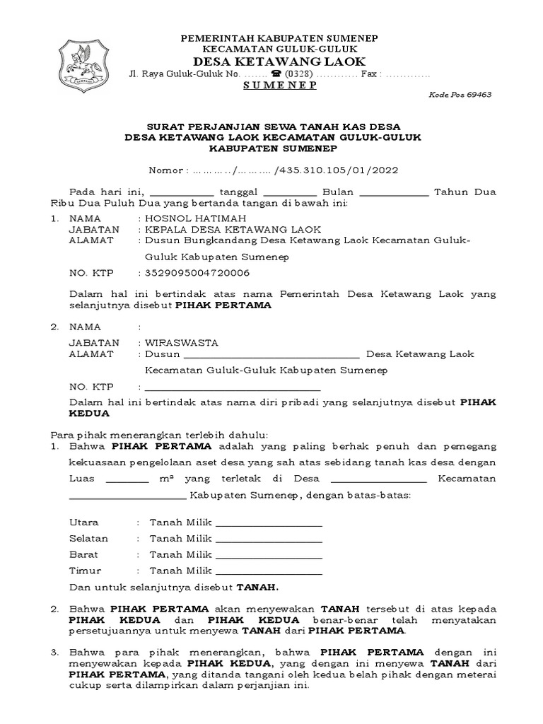 Perjanjian Sewa TKD | PDF