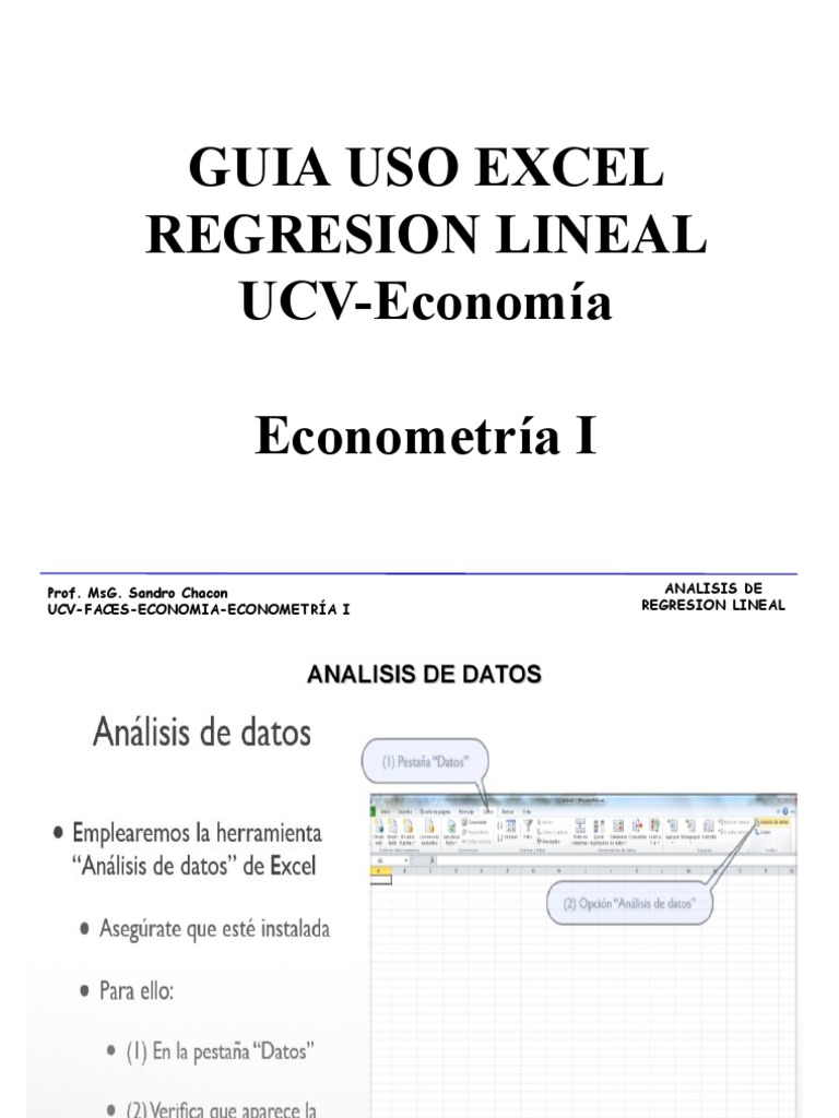 ECONOMETRIA I GUIA USO EXCELpptx | PDF