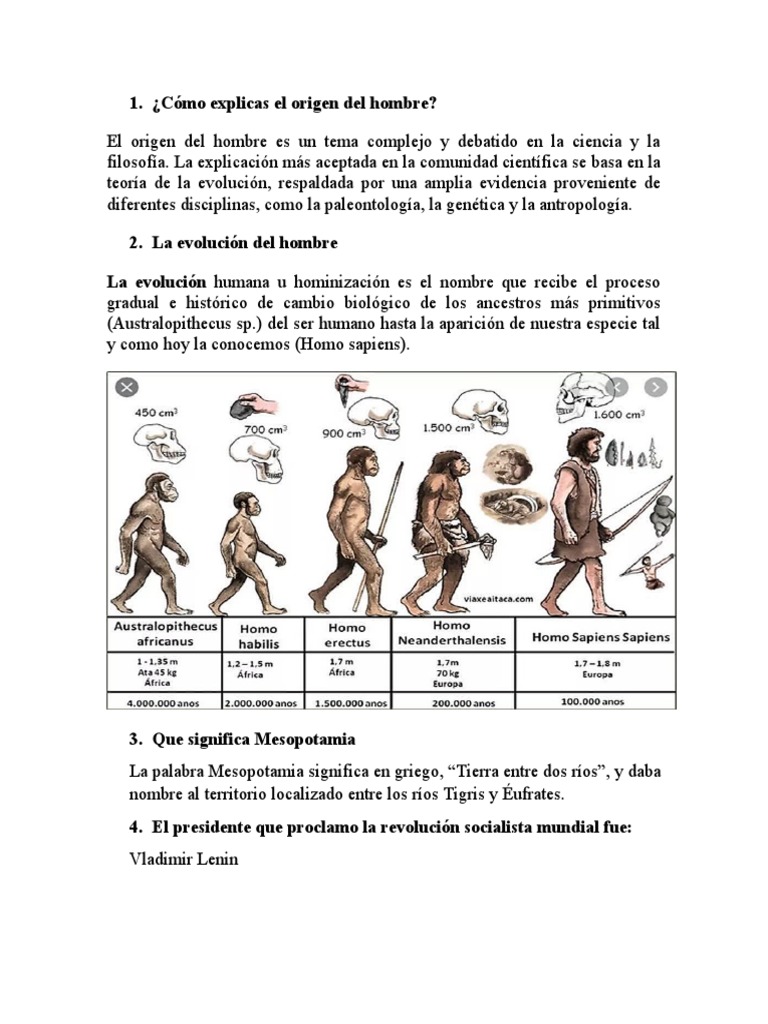 Cómo explicas el origen del hombre | PDF