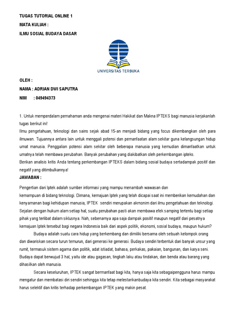 Dampak IPTEK pada Sosial Budaya | PDF | Ilmu Sosial