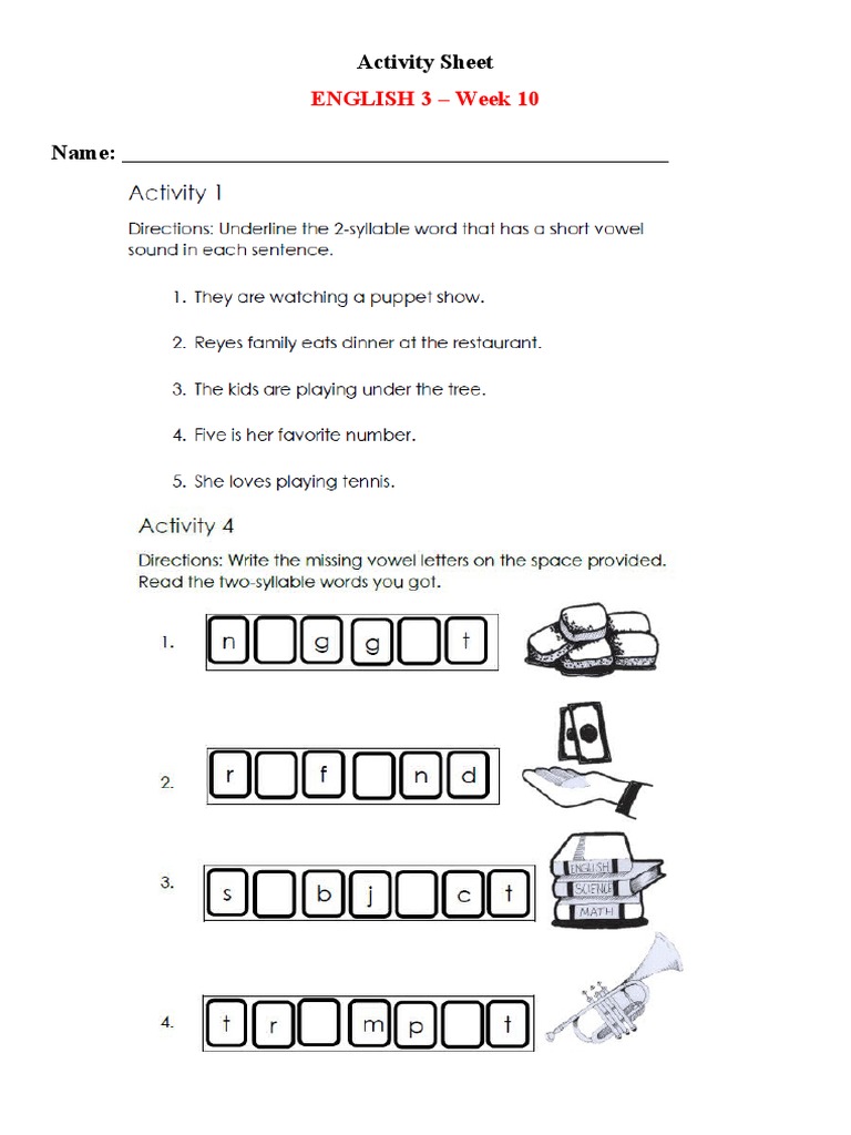 Activity Sheet: ENGLISH 3 - Week 10 | PDF