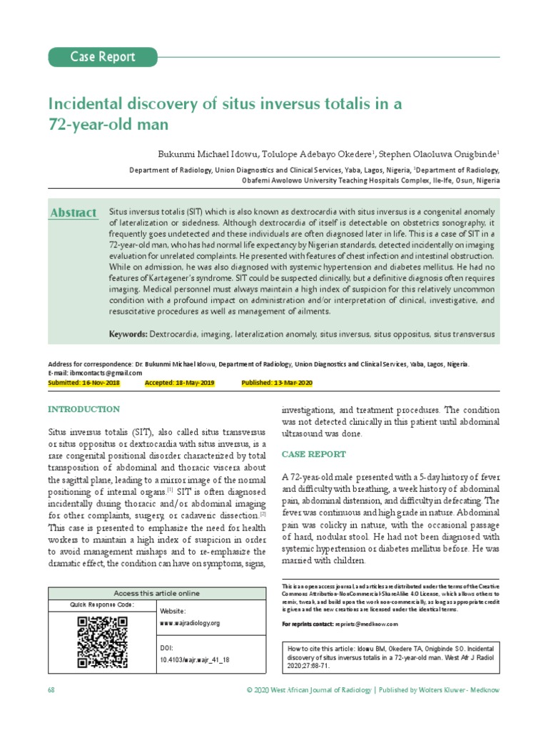 Incidental Situs Inversus Totalis Case | PDF | Heart | Congenital Heart ...