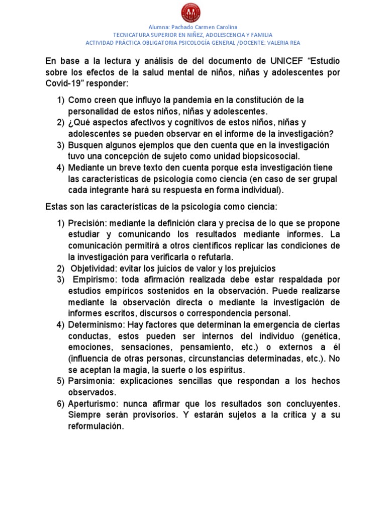 Analisis de Del Documento de UNICEF C Pachado | Descargar gratis PDF ...